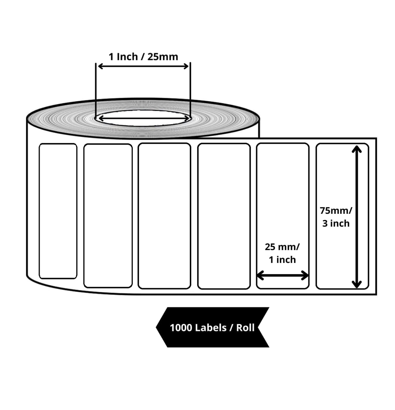 Polyester Lebel Roll 75x25 Barcode Label Sticker