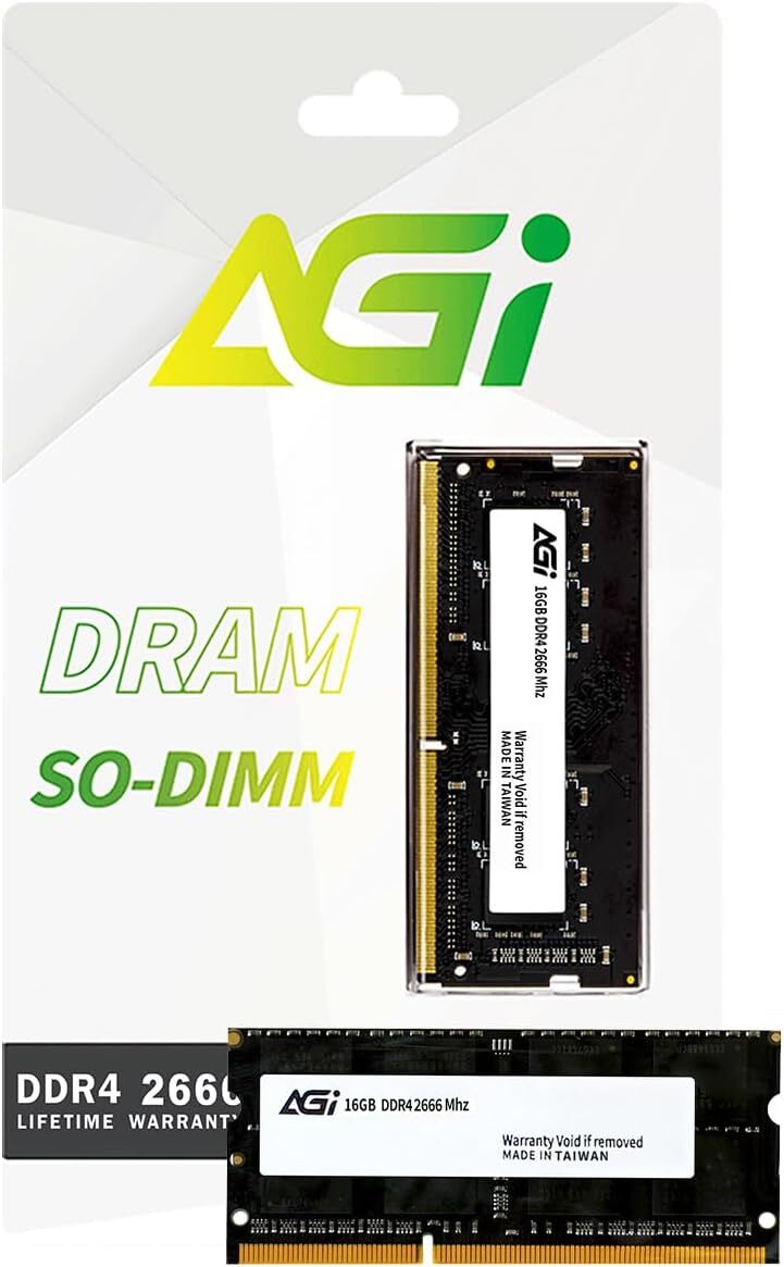 AGI DDR4 16GB Laptop Ram SO-DIMM 2666Mhz CL19 1.2V Nero (AGI266616SD138)