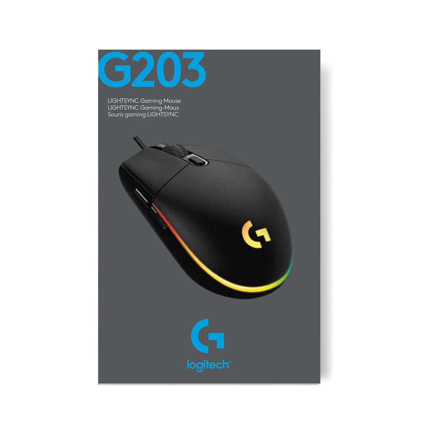 Logitech Light Sync Wired Gaming Mouse, G203, Black