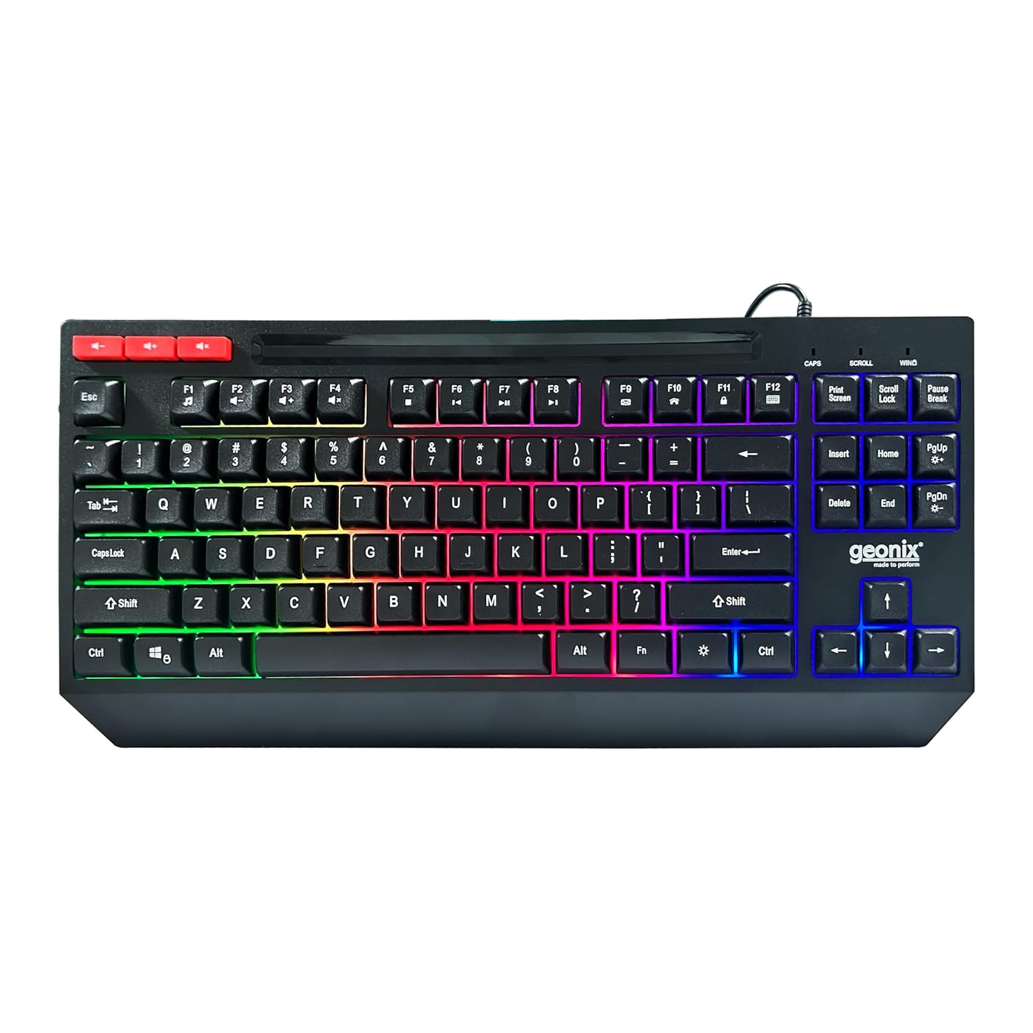 Geonix Cruiser Gaming Keyboard, 90 Keys with 3 Multimedia Keys, Black, K2