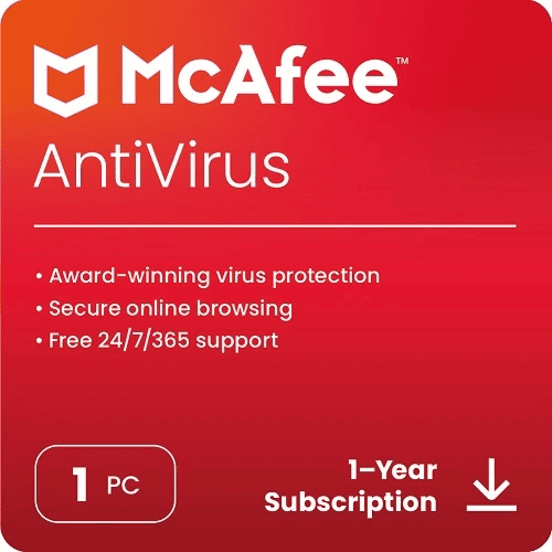 McAfee AntiVirus (1 yr) (1pc) Licence key