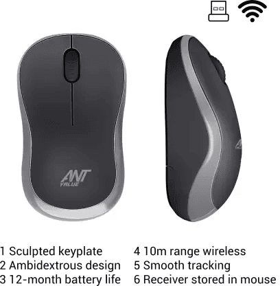 Open Box Ant Value FKAPU03/Silent Wireless Optical Mouse